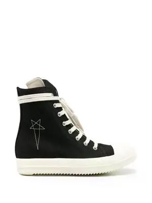 Rick Owens Embroidered Star High-top Sneakers - Black