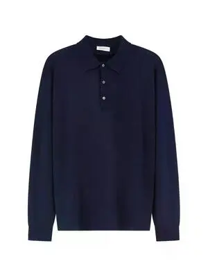 BRAMANI CASHMERE Long-sleeve Polo Shirt - Blue