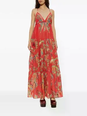 Etro Paisley Print V-neck Sleeveless Maxi Dress