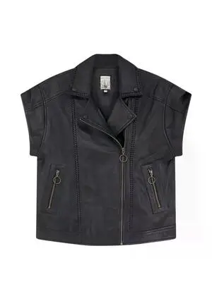 SCARLETT POPPIES Braided-leather Sleeveless Jacket