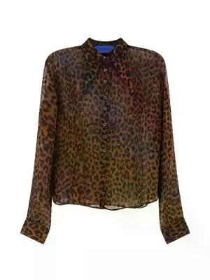 MES DEMOISELLES Leopard-print Pointed-collar Shirt - Brown
