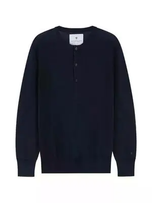 SEVEN GAUGE Button-fastening Serafino Sweater - Blue