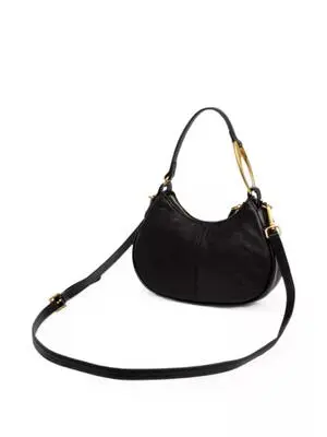 TWINSET Logo-debossed Leather Shoulder Bag - Black
