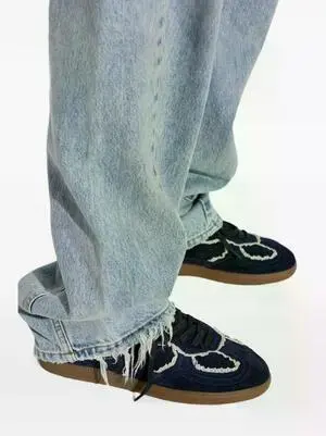 ALOHAS Crochet Trim Leather Sneakers