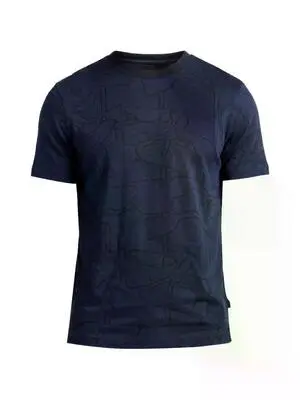 BOSS Thompson Cotton T-shirt With Jacquard Pattern - Blue
