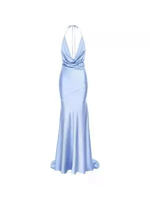 ROSERRY Cowl-neck Halterneck Dress - Blue