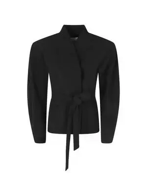 Andamane Margaux Belted Puff-sleeve Jacket - Black