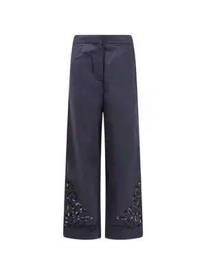 SCARLETT POPPIES Vemoza Embroidered Wide Leg Trousers - Blue