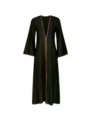 VIX PAULA HERMANNY Peony Bell-sleeve Cotton Long Cover-up - Black