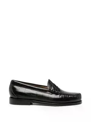 G.H.BASS Weejun Heritage Larson Crocodile-embossed Loafers - Black