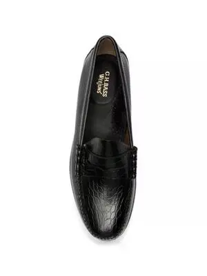 G.H.BASS Weejun Heritage Larson Crocodile-embossed Loafers