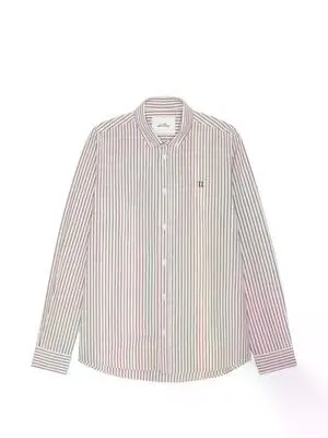 LES DEUX Striped Embroidered-logo Shirt