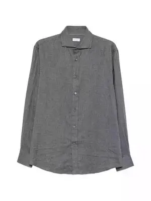 Brunello Cucinelli Herringbone-weave Long-sleeve Shirt - Grey