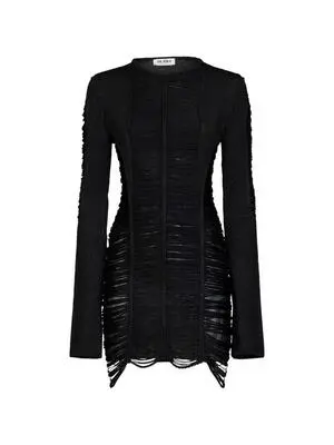 Attico Fringe-detail Mini Dress - Black