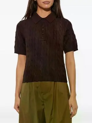 GESTUZ Cable-knit Polo Sweater