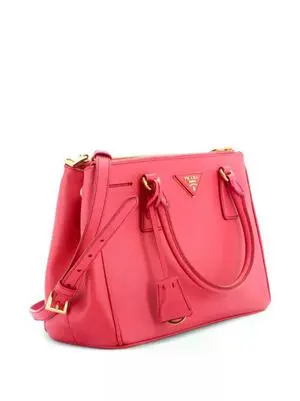 Prada Saffiano Leather Double Zip Tote Bag - Pink