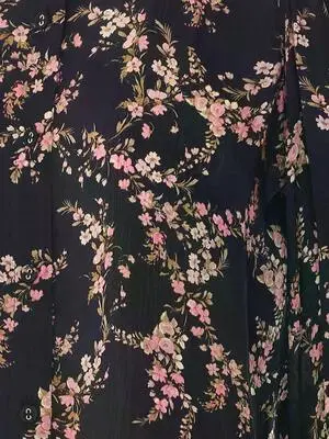 TWINSET Floral Print Band Collar Long Puff Sleeve Shirt