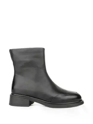 LINDA BAUMANN Side-zip Leather Ankle Boots - Black