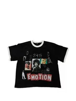 Mixed Emotion Static Graphic-print Ringer T-shirt - Black