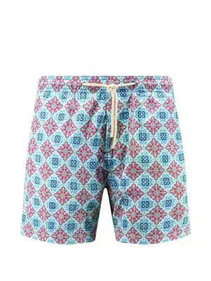 PENINSULA SWIMWEAR Panarea Tile-Print Swim Shorts Blue