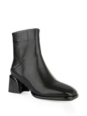 LINDA BAUMANN Sculptural Heel Leather Ankle Boots - Black