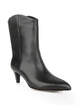 LINDA BAUMANN Pointed-toe Leather Boots - Black