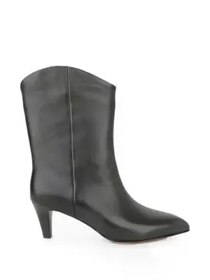LINDA BAUMANN Pointed-toe Leather Boots - Black