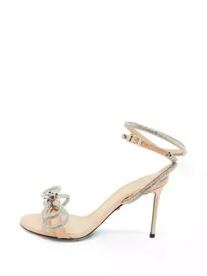 Mach & Mach Double Bow Patent Leather Stiletto Sandals - Neutrals