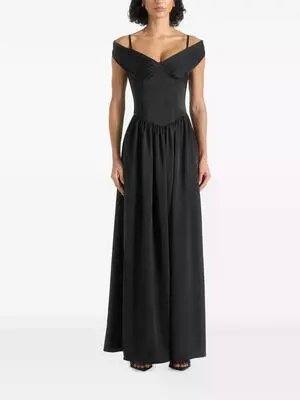 Manière De Voir Maniere De Voir Off-shoulder Satin Corset Maxi Dress - Black