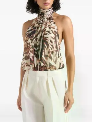 Manière De Voir Phoebe Animal Print Tie-neck Halter Top