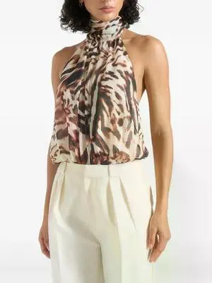 Manière De Voir Phoebe Animal Print Tie-neck Halter Top - Neutrals
