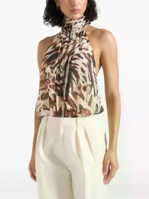 Manière De Voir Phoebe Animal Print Tie-neck Halter Top - Neutrals