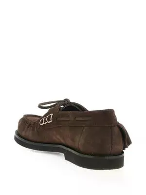 JW Anderson Ruffle-trimmed Suede Boat Shoes - Brown