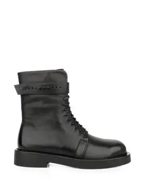 LINDA BAUMANN Buckled Lace-up Ankle Boots - Black