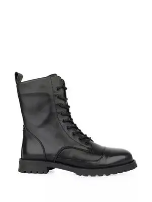 LINDA BAUMANN LINDA BAUMANN Leather Lace-Up Combat Boots