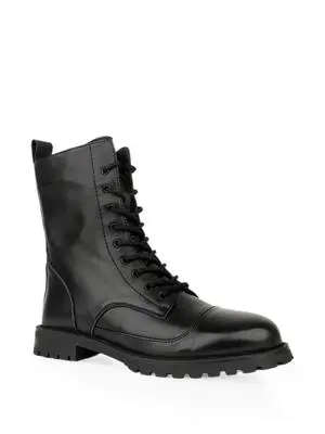 LINDA BAUMANN Leather Lace-up Combat Boots
