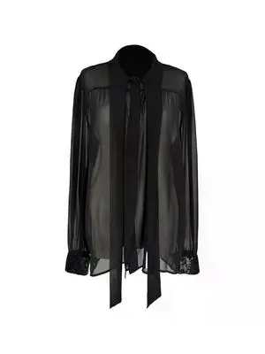 Michael Kors Tie-neck Sheer Blouse - Black