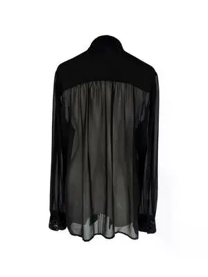 Michael Kors Sheer Tie-neck Blouse With Sequined Cuffs