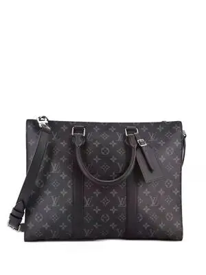 LOUIS VUITTON Sac Plat Monogram Eclipse Canvas Tote Bag - Black