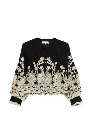 Sea Gracelyn Lace-trimmed Embroidered Blouse - Black