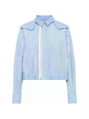 Sacai Striped Drawstring Hoodie - Blue