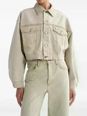 AGOLDE Palmer Cropped Denim Jacket - Neutrals