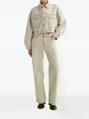 AGOLDE Palmer Cropped Denim Jacket - Neutrals