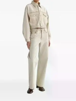 AGOLDE Palmer Cropped Denim Jacket - Neutrals