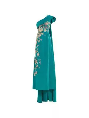 SAIID KOBEISY One-shoulder Embroidered Evening Dress - Blue