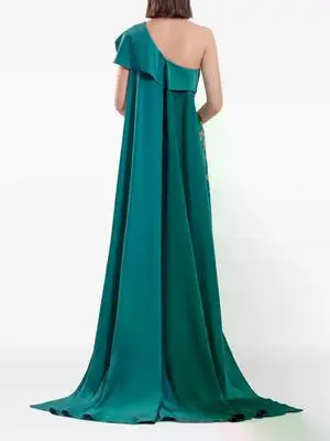 SAIID KOBEISY One-shoulder Embroidered Evening Dress - Blue