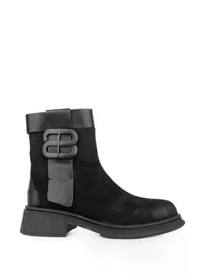 LINDA BAUMANN Buckle-detail Panelled Ankle Boots - Black