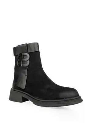 LINDA BAUMANN Paneled Ankle Boots With Buckle Detail