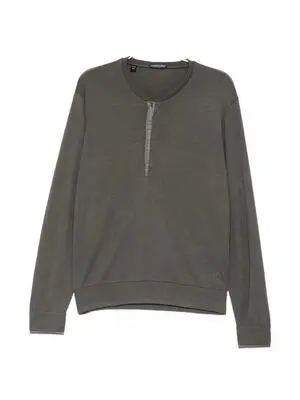 TOM FORD Button-placket Logo-embroidered Sweater - Grey