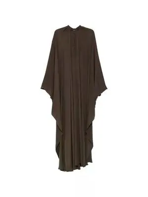 TOM FORD Gathered Maxi Silk Dress - Brown
